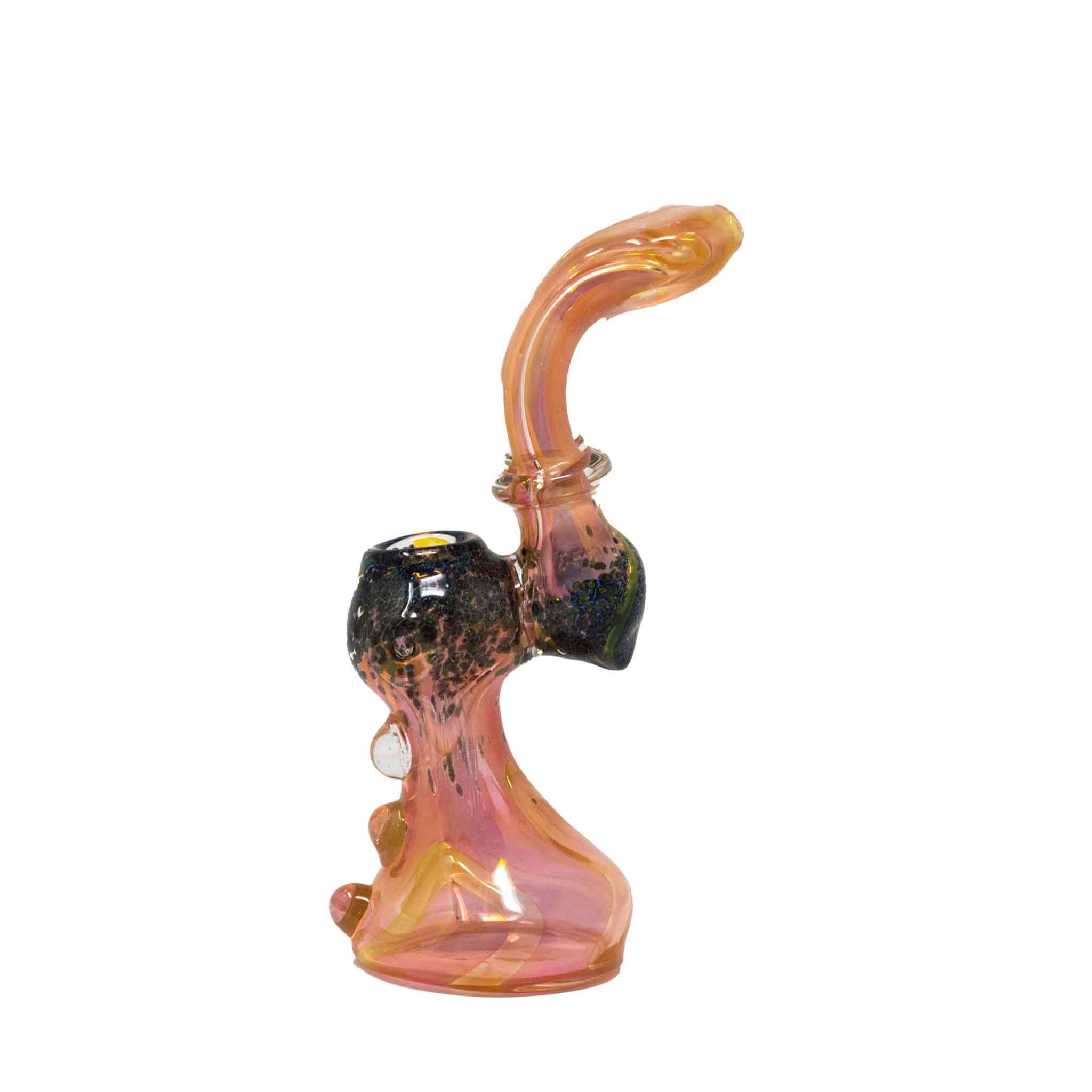 Large Translucent Pink-Gold Bubbler
