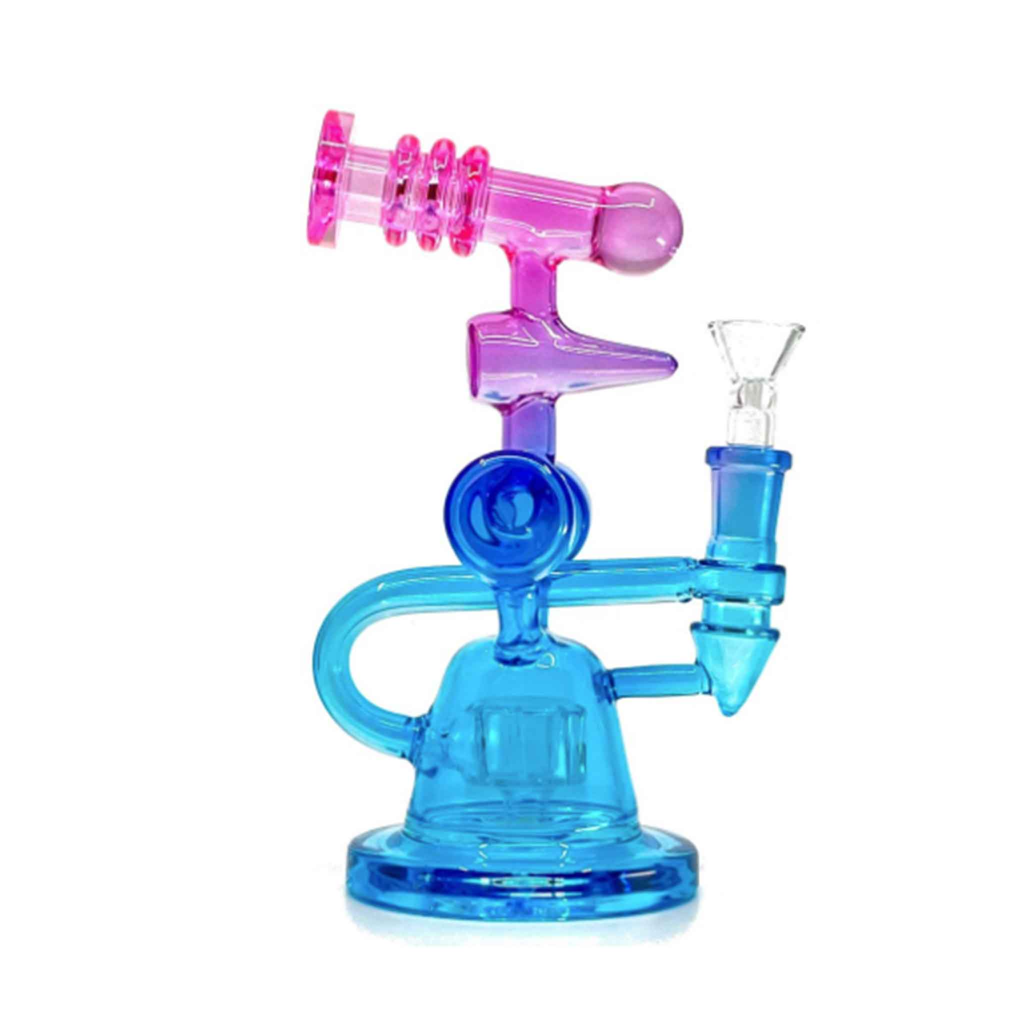 Pink to Blue Ombré Neon Arrow Recycler Water Pipe